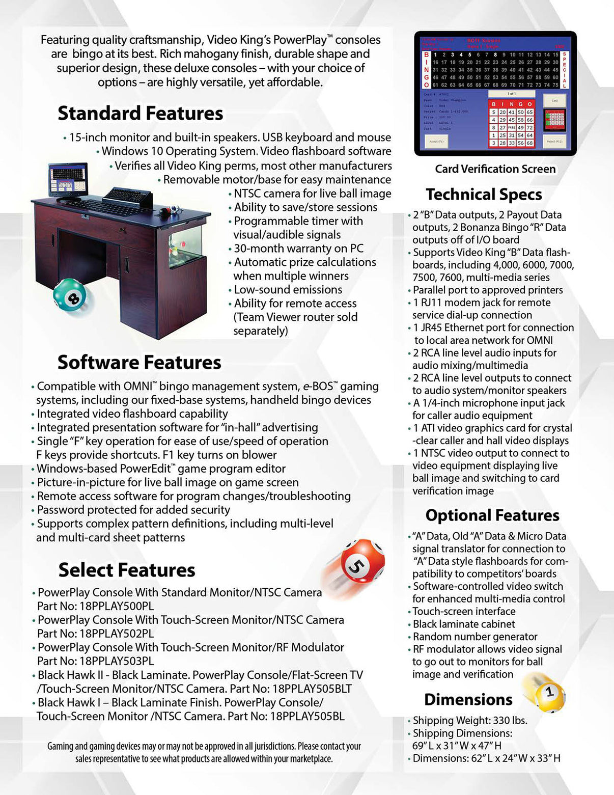 Power Play 500 Series Deluxe Bingo Consoles – TMMerchandising
